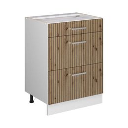 Küchenunterschrank R-Line, Artisan-Eiche, 60 cm mit Schubladen, ohne Arbeitsplatte VICCO