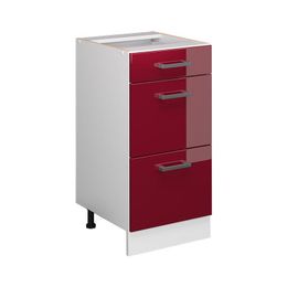 Unterschrank R-Line, Bordeaux Hochglanz, 40 cm mit Schubladen, ohne Arbeitsplatte VICCO