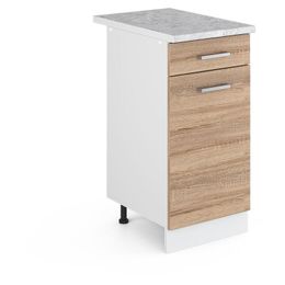 Unterschrank R-Line, Sonoma, 40 cm mit Schublade, mit Arbeitsplatte VICCO