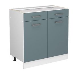 Unterschrank R-Line, Blau-Grau, 80 cm mit Schubladen und Türen, ohne Arbeitsplatte VICCO