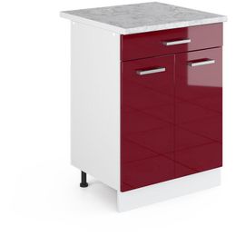 Unterschrank R-Line, Bordeaux Hochglanz, 60 cm mit Schubladen VICCO