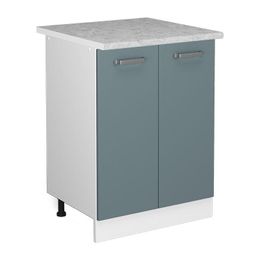 Unterschrank R-Line, Blau-Grau, 60 cm mit Türen, mit Arbeitsplatte VICCO