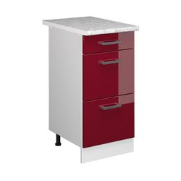 Unterschrank R-Line, Bordeaux Hochglanz, 40 cm mit Schubladen VICCO