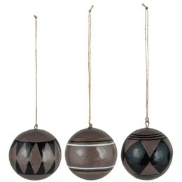 IB Laursen Weihnachtskugel 3er-Set aus Pappmaché, Ø 7 cm, Milky Brown