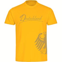 multifanshop® Herren T-Shirt - Deutschland - Adler seitlich Gold - Druck gold metallic