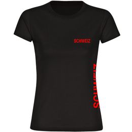 multifanshop Damen T-Shirt - Schweiz - Brust & Seite - Druck rot - Frauen