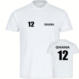 multifanshop Kinder T-Shirt - Ghana - Trikot Nummer 12 - Druck schwarz - Kind