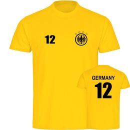 multifanshop® Kinder T-Shirt - Germany - Adler Retro Trikot 12 - Druck schwarz