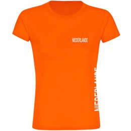 multifanshop Damen T-Shirt - Niederlande - Brust & Seite - Druck weiß - Frauen