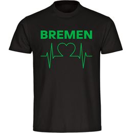 multifanshop Kinder T-Shirt - Bremen - Herzschlag - Druck grün - Kind