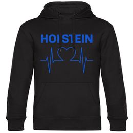 multifanshop® Kapuzen Sweatshirt - Holstein - Herzschlag - Druck blau