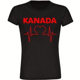 multifanshop Damen T-Shirt - Kanada - Herzschlag - Druck rot - Frauen