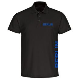 multifanshop® Poloshirt - Berlin blau - Brust & Seite - Druck blau