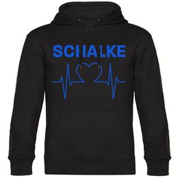 multifanshop® Kapuzen Sweatshirt - Schalke - Herzschlag - Druck blau