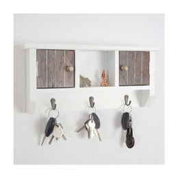 Schlüsselbrett MCW-A48, Schlüsselkasten Schlüsselboard mit Türen, Massiv-Holz MVG-zertifiziert ~ shabby braun-weiß