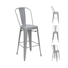 4er-Set Barhocker MCW-A73, Barstuhl Tresenhocker mit Lehne, Metall Industriedesign ~ grau
