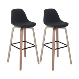 2er-Set Barhocker MCW-A89, Barstuhl Tresenhocker mit Lehne ~ Textil, dunkelgrau