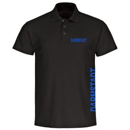 multifanshop Poloshirt - Darmstadt - Brust & Seite - Druck blau - Polo