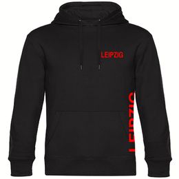 multifanshop® Kapuzen Sweatshirt - Leipzig - Brust & Seite - Druck rot