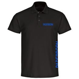 multifanshop® Poloshirt - Paderborn - Brust & Seite - Druck blau