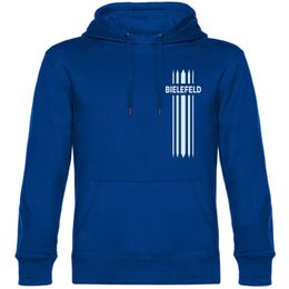 multifanshop® Kapuzen Sweatshirt - Bielefeld - Streifen - Druck weiß