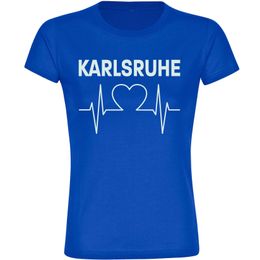 multifanshop Damen T-Shirt - Karlsruhe - Herzschlag - Druck weiß - Frauen