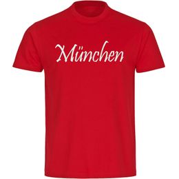 multifanshop® Herren T-Shirt - München rot - Schriftzug - Druck weiß