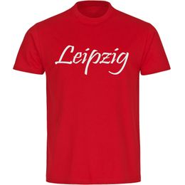 multifanshop® Herren T-Shirt - Leipzig - Schriftzug - Druck weiß