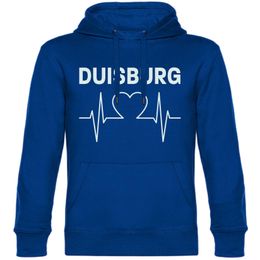 multifanshop® Kapuzen Sweatshirt - Duisburg - Herzschlag - Druck weiß