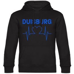 multifanshop® Kapuzen Sweatshirt - Duisburg - Herzschlag - Druck blau