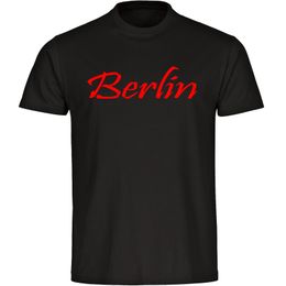 multifanshop® Herren T-Shirt - Berlin rot - Schriftzug - Druck rot