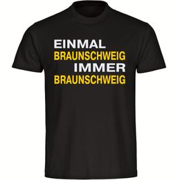 multifanshop® Herren T-Shirt - Braunschweig - Einmal Immer - Druck gelb