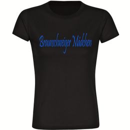 multifanshop Kinder T-Shirt - Braunschweig - Braunschweiger Mädchen - Druck blau - Kind