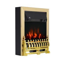 HOMCOM Elektrokamin mit Flammeneffekt und Heizfunktion gold 48 x 18,5 x 59 cm (LxBxH)