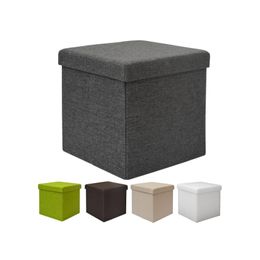 DuneDesign Faltbarer Sitzhocker 38cm Fußhocker Polsterhocker mit ca 42L Stauraum Sitzwürfel Sitzkast