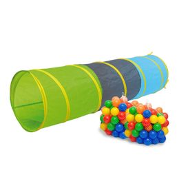 LittleTom Spieltunnel 200 Bälle Kriechtunnel 180x46cm Krabbeltunnel Kinder Zelt Tunnel