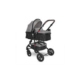 Lorelli Kinderwagen Alba 2 in 1 Sportsitz Babywanne Gummireifen, einstellbar grau schwarz