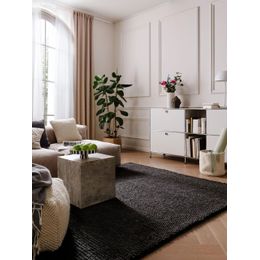 benuta Pure Wollteppich Beads Anthrazit 80x150 cm - Naturfaserteppich aus Wolle
