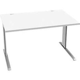 Schäfer Shop Schäfer Shop Pure Schreibtisch PLANOVA BASIC, Rechteck, C-Fuß, B 1200 x T 800 x H 717 mm, weiß/weißaluminium + Kabelkanal