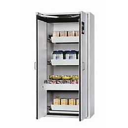 Sicherheitsschrank Typ 90 ASECOS S-CLASSIC-90, Flügeltüren mit Türfeststellanlage, Front Lichtgrau, B 896 x T 616 x H 1968 mm