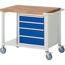 Rau Werkbank Serie 8162, fahrbar, 4 Schubladen, B 1000 x T 700 x H 880 mm