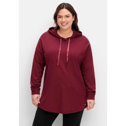 sheego Sweatshirt mit Kapuze, in Oversizeform, weinrot, Gr.52/54