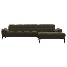 Ecksofa FLEXLUX "Viale L-Form, mit attraktiver Rückensteppung" Sofas Gr. B/H/T: 297cm x 160,5cm x 74cm, Velvet, Chaiselongue rechts, grün (moos grün) Sitzaufbau mit hochwertigem Kaltschaum für mehr Sitzkomfort