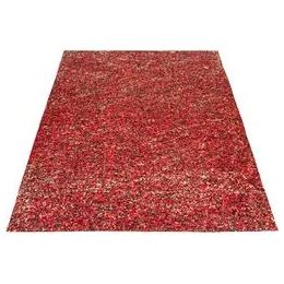 Lederteppich Inosign "Ella" Teppiche Gr. B: 120 cm 1 St., 5 mm, L: 170 cm, rot (goldfarben, rot) Wohnzimmer