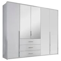 Drehtürenschrank Rauch "Montclar" Schränke Gr. B/H/T: 254cm x 225cm x 65cm, ohne Beleuchtung, 5 St., weiß (weiß/hochglanz weiß) Passepartout optional mit Beleuchtung, inkl. Wäscheeinteilung