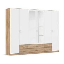 Kleiderschrank Rauch "Schrank Garderobe Wäscheschrank GAMMA in 3 Breiten" Schränke Gr. B/H/T: 271 cm x 210 cm x 54 cm, 6 St., weiß (eiche sonoma, alpinweiß) viel Stauraum mit 6 Schubladen, Spiegel TOPSELLER MADE IN GERMANY