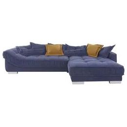 Ecksofa Inosign "Diwan II, L-Form" Sofas Gr. B/H/T: 334 cm x 67 cm x 207 cm, Luxus-Microfaser weich, mega-Recamiere rechts, blau Wahlweise mit Kaltschaumpolsterung bis 140 kg belastbar