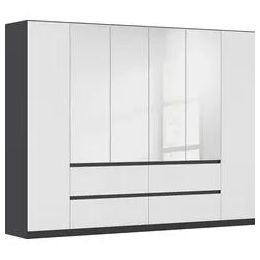 Drehtürenschrank Rauch "Kleiderschrank Schrank mit Spiegel Garderobe Garderobenschrank MAINZ" Schränke Gr. B/H/T: 271cm x 210cm x 54cm, 6 St., grau (graumetallic/alpinweiß) grifflose Front mit Spiegel, Außentüren Push-to-Open Funktion