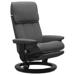 Relaxsessel stressless "Admiral" Sessel Gr. Leder BATICK, PowerTM Leg & Back-ohne Akku-Classic Base Schwarz, B/H/T: 78 cm x 101 cm x 73 cm, grau (grey batick) verstellbar, optional 2-motorisch, Größe M & L, Gestell Schwarz