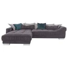 Ecksofa Inosign "Diwan II, L-Form" Sofas Gr. B/H/T: 334 cm x 67 cm x 207 cm, Struktur, mega-Recamiere links, grau (anthrazit) Wahlweise mit Kaltschaumpolsterung bis 140 kg belastbar